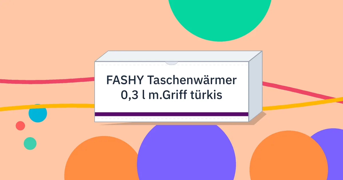 Symbolbild: Packung mit der Aufschrift FASHY Taschenwärmer 0,3 l m.Griff türkis (PZN 18025733) – Verfügbarkeit und Bezug in Apotheken in Frankfurt am Main