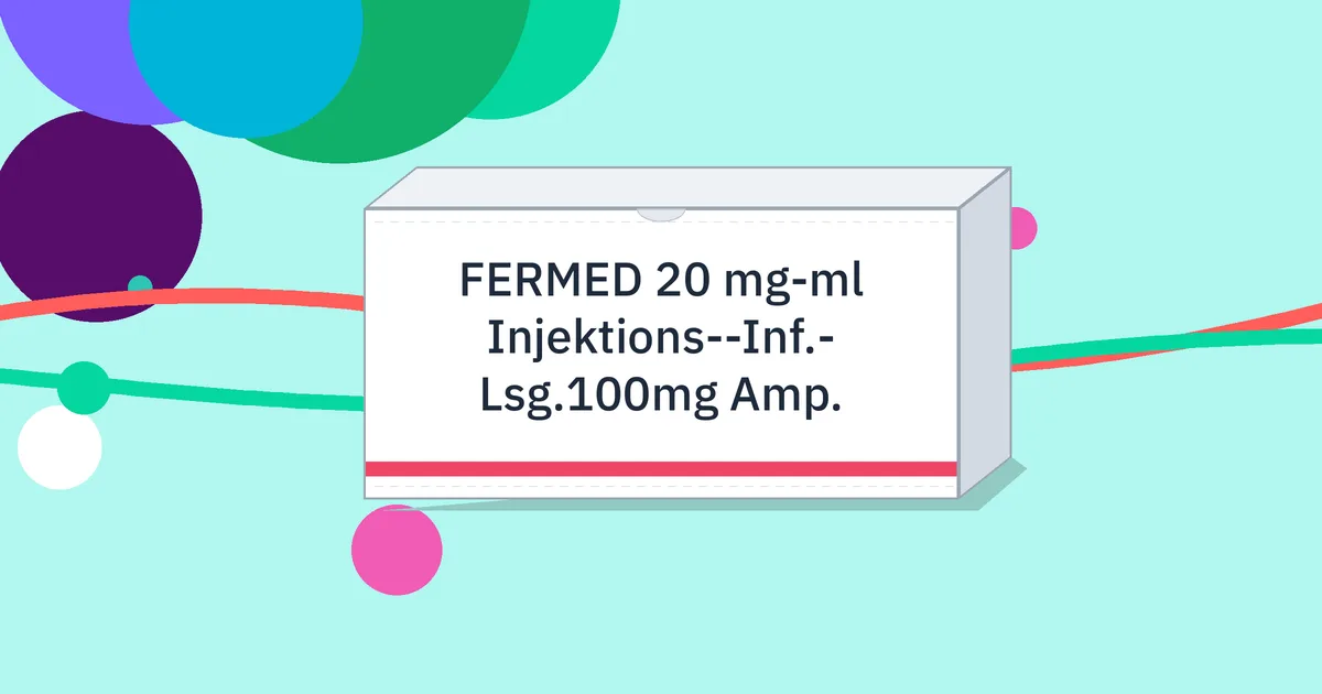 Symbolbild: Packung mit der Aufschrift FERMED 20 mg-ml Injektions--Inf.-Lsg.100mg Amp. (PZN 11229763) – Verfügbarkeit und Bezug in Apotheken in Frankfurt am Main
