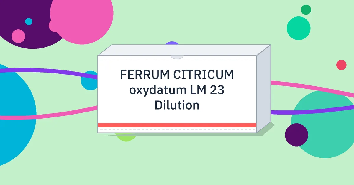 Symbolbild: Packung mit der Aufschrift FERRUM CITRICUM oxydatum LM 23 Dilution (PZN 12848563) – Verfügbarkeit und Bezug in Apotheken in Frankfurt am Main