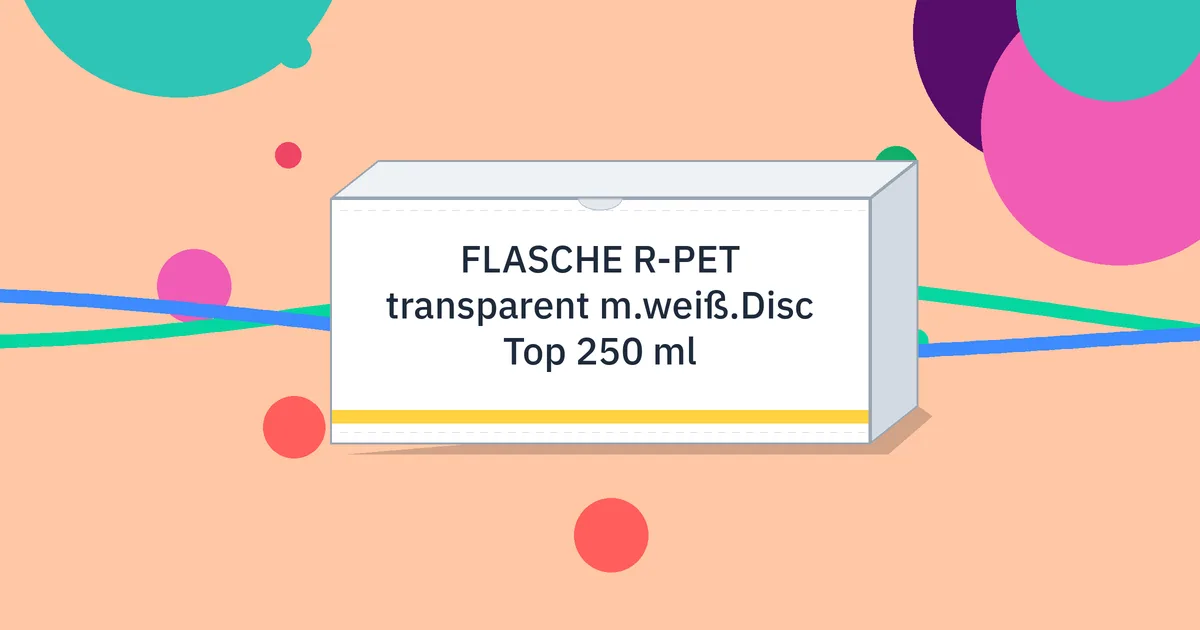 Symbolbild: Packung mit der Aufschrift FLASCHE R-PET transparent m.weiß.Disc Top 250 ml (PZN 16681350) – Verfügbarkeit und Bezug in Apotheken in Frankfurt am Main
