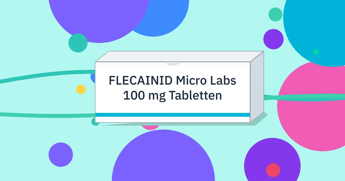 Symbolbild: Packung mit der Aufschrift FLECAINID Micro Labs 100 mg Tabletten (PZN 15426489) – Verfügbarkeit und Bezug in Apotheken in Frankfurt am Main
