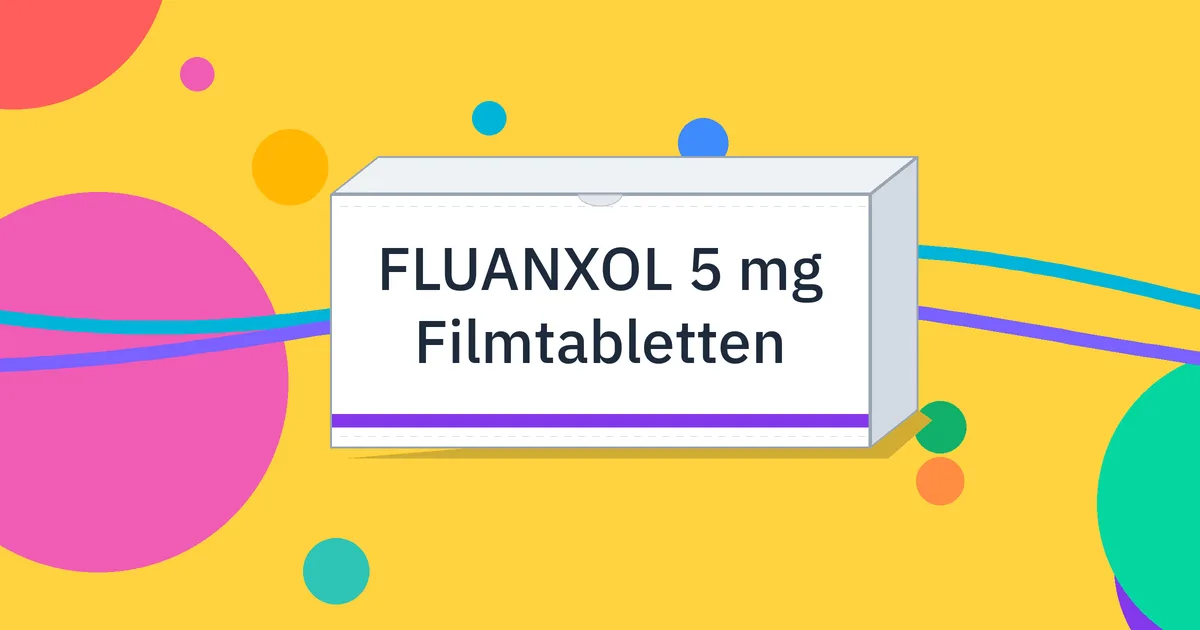 Symbolbild: Packung mit der Aufschrift FLUANXOL 5 mg Filmtabletten (PZN 19373152) – Verfügbarkeit und Bezug in Apotheken in Frankfurt am Main