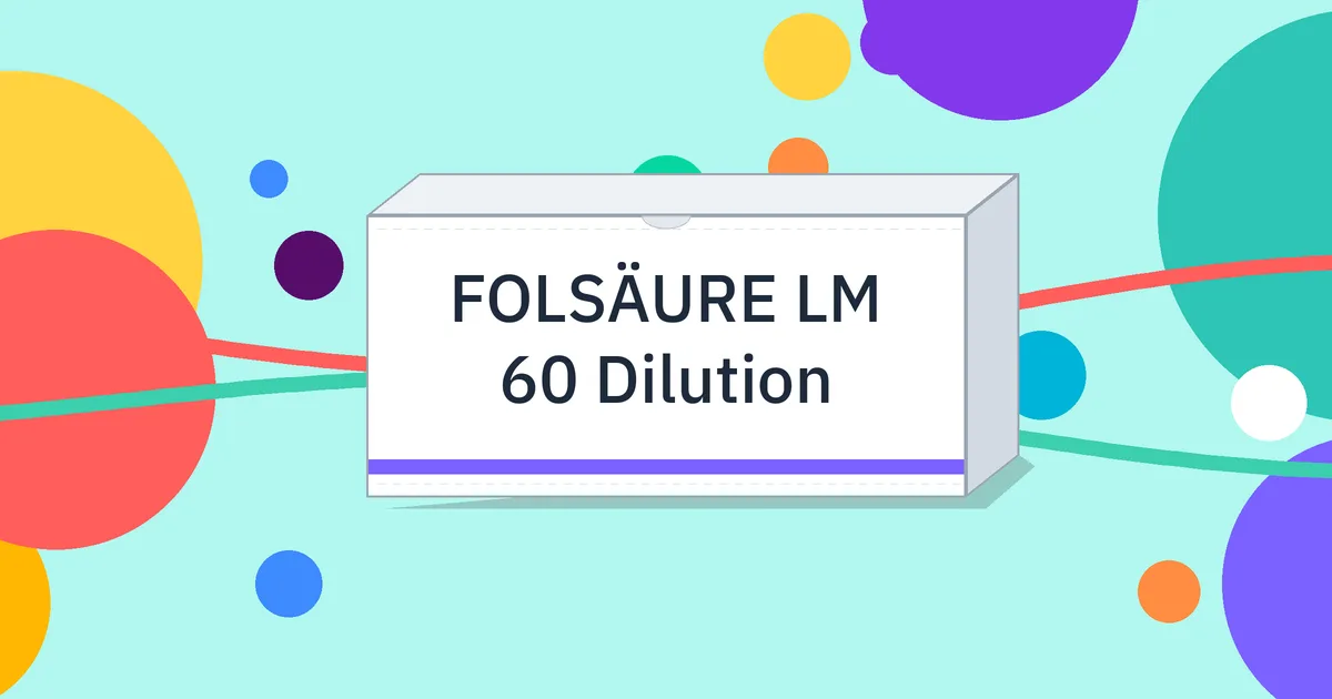 Symbolbild: Packung mit der Aufschrift FOLSÄURE LM 60 Dilution (PZN 12873377) – Verfügbarkeit und Bezug in Apotheken in Frankfurt am Main