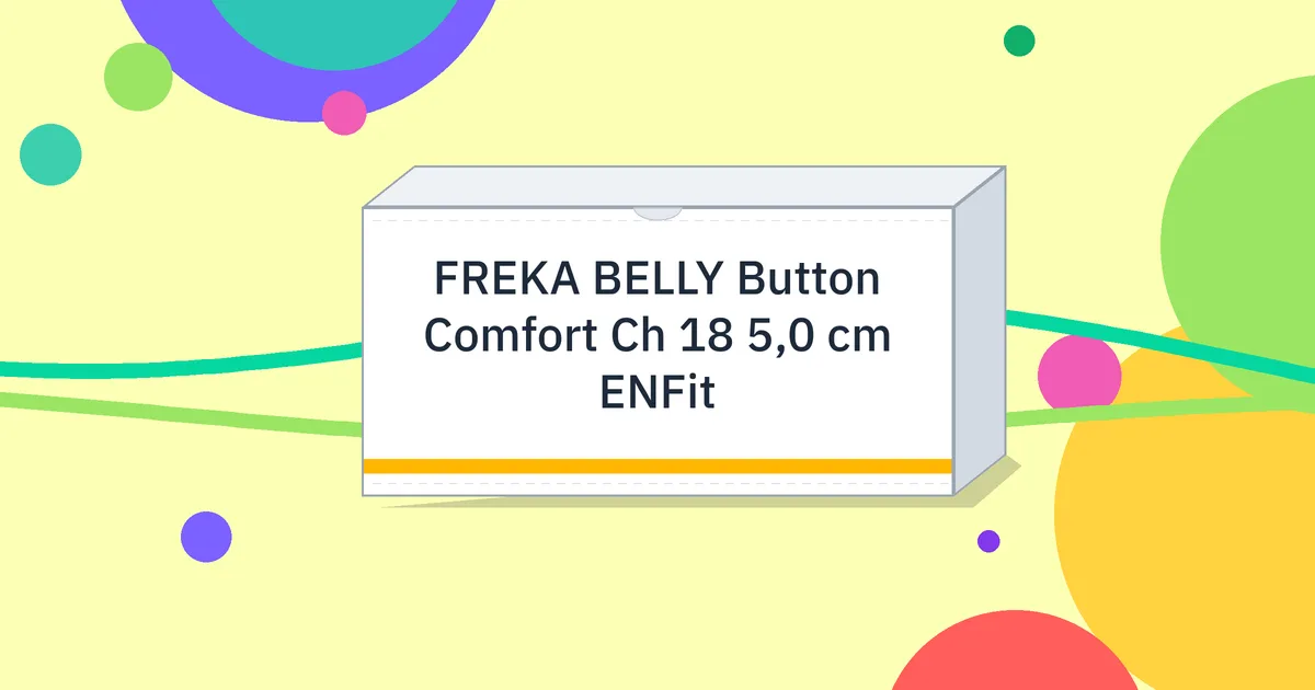 Symbolbild: Packung mit der Aufschrift FREKA BELLY Button Comfort Ch 18 5,0 cm ENFit (PZN 11481557) – Verfügbarkeit und Bezug in Apotheken in Frankfurt am Main