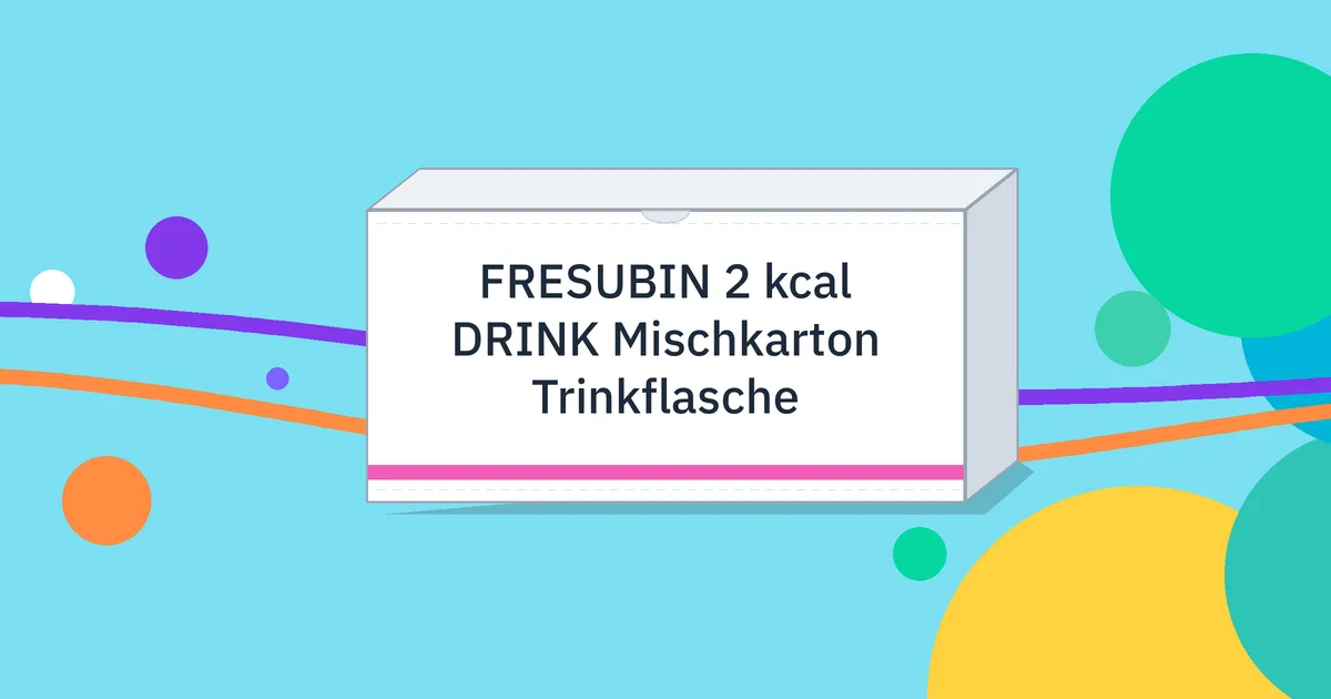 Symbolbild: Packung mit der Aufschrift FRESUBIN 2 kcal DRINK Mischkarton Trinkflasche (PZN 20184700) – Verfügbarkeit und Bezug in Apotheken in Frankfurt am Main