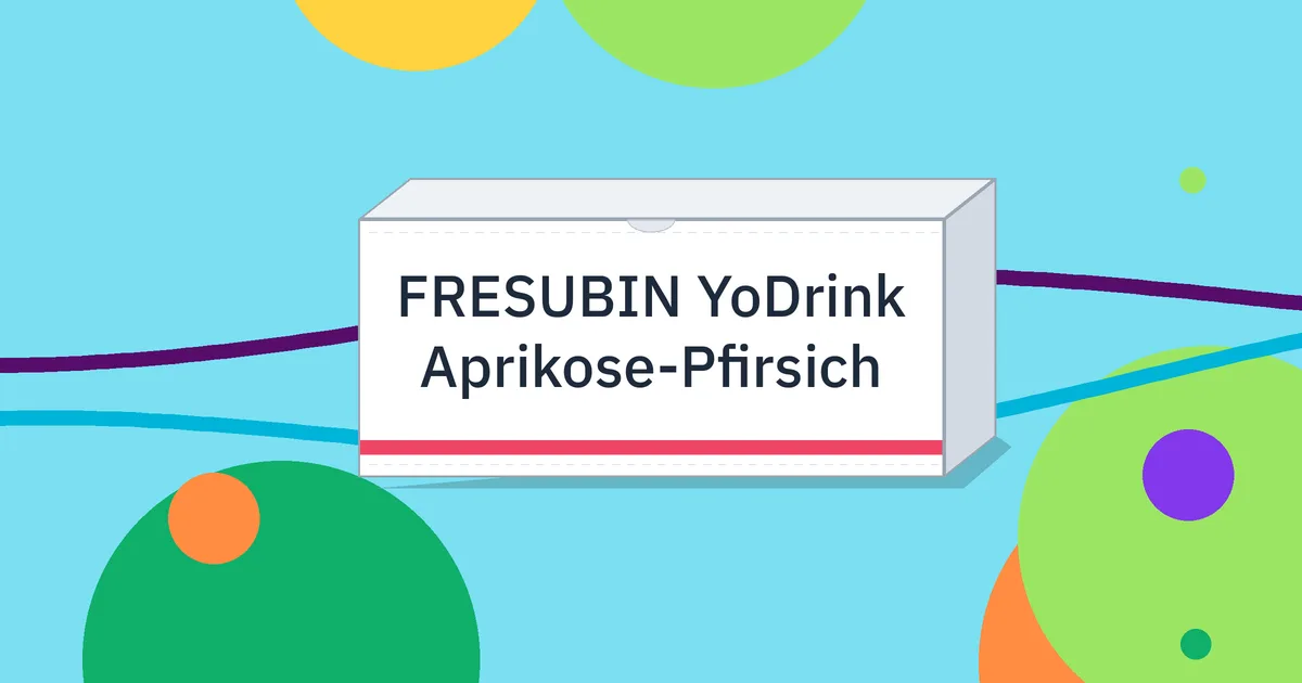 Symbolbild: Packung mit der Aufschrift FRESUBIN YoDrink Aprikose-Pfirsich (PZN 13703200) – Verfügbarkeit und Bezug in Apotheken in Frankfurt am Main