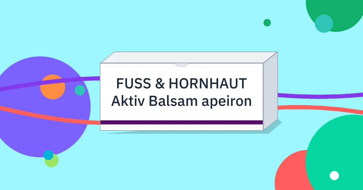 Symbolbild: Packung mit der Aufschrift FUSS & HORNHAUT Aktiv Balsam apeiron (PZN 11862118) – Verfügbarkeit und Bezug in Apotheken in Frankfurt am Main