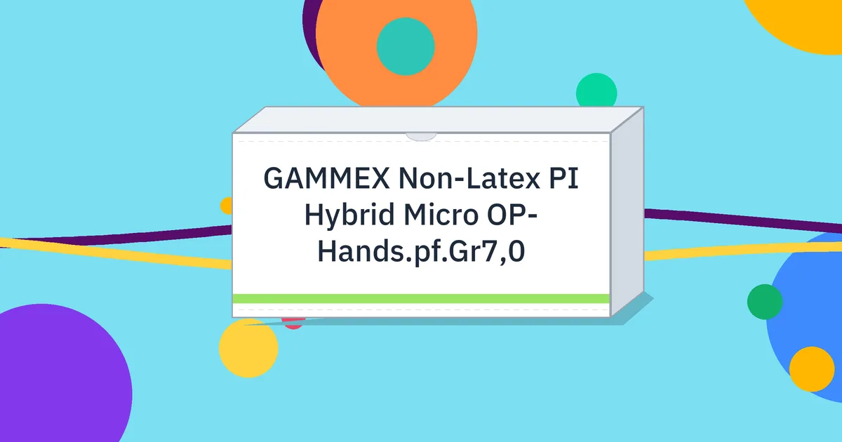 Symbolbild: Packung mit der Aufschrift GAMMEX Non-Latex PI Hybrid Micro OP-Hands.pf.Gr7,0 (PZN 18912635) – Verfügbarkeit und Bezug in Apotheken in Frankfurt am Main