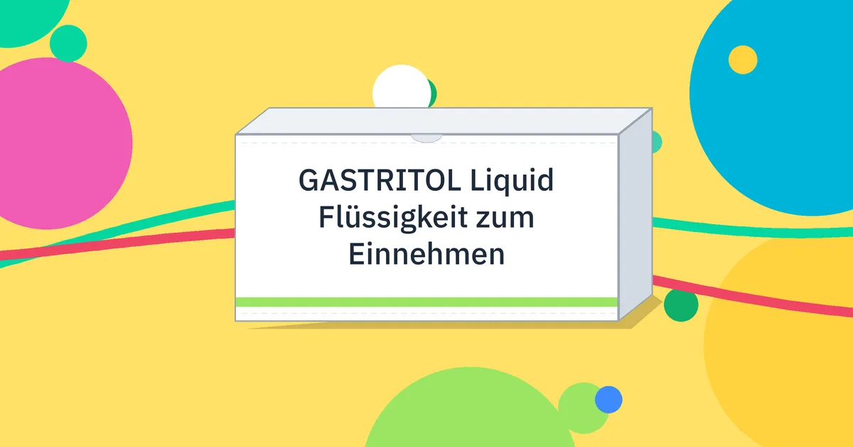Symbolbild: Packung mit der Aufschrift GASTRITOL Liquid Flüssigkeit zum Einnehmen (PZN 02641051) – Verfügbarkeit und Bezug in Apotheken in Frankfurt am Main