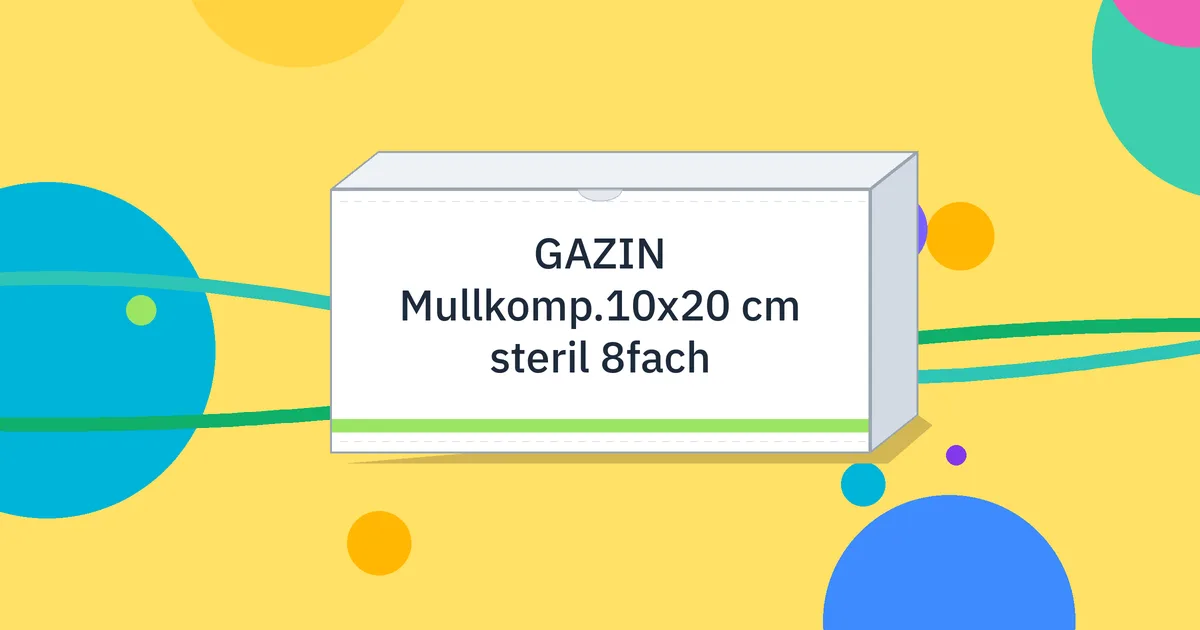 Symbolbild: Packung mit der Aufschrift GAZIN Mullkomp.10x20 cm steril 8fach (PZN 14444083) – Verfügbarkeit und Bezug in Apotheken in Frankfurt am Main