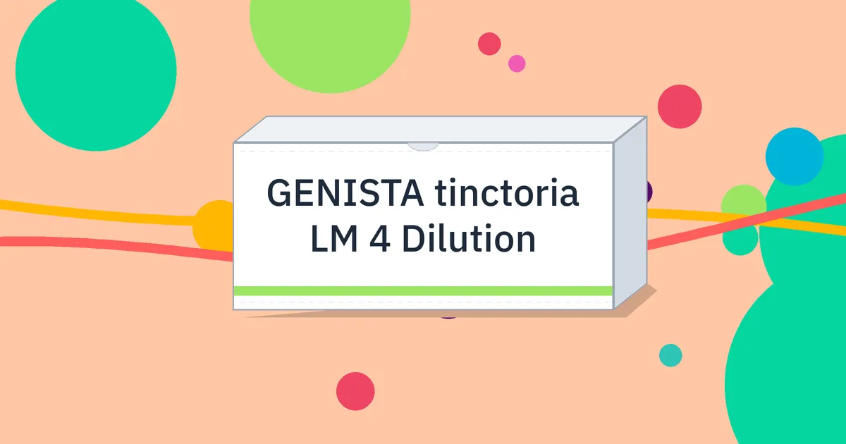 Symbolbild: Packung mit der Aufschrift GENISTA tinctoria LM 4 Dilution (PZN 13499337) – Verfügbarkeit und Bezug in Apotheken in Frankfurt am Main
