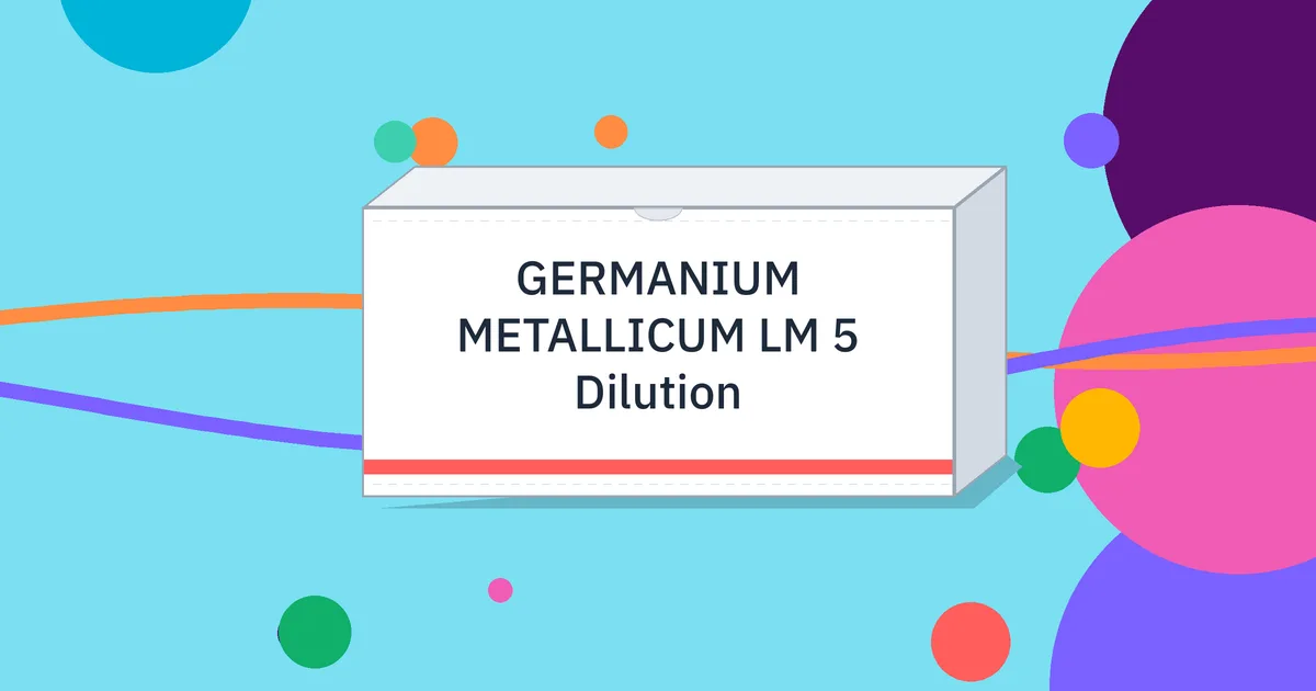 Symbolbild: Packung mit der Aufschrift GERMANIUM METALLICUM LM 5 Dilution (PZN 12877085) – Verfügbarkeit und Bezug in Apotheken in Frankfurt am Main