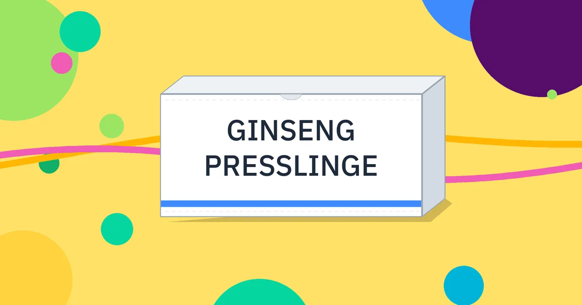 Symbolbild: Packung mit der Aufschrift GINSENG PRESSLINGE (PZN 14040316) – Verfügbarkeit und Bezug in Apotheken in Frankfurt am Main