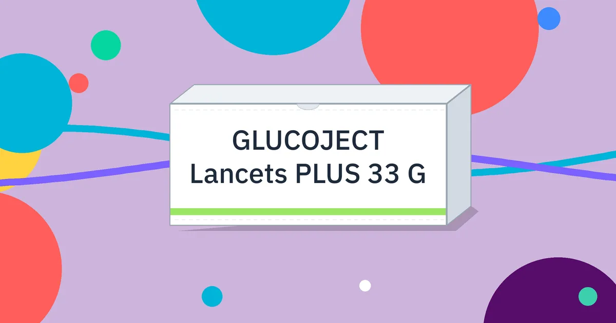 Symbolbild: Packung mit der Aufschrift GLUCOJECT Lancets PLUS 33 G (PZN 18054640) – Verfügbarkeit und Bezug in Apotheken in Frankfurt am Main