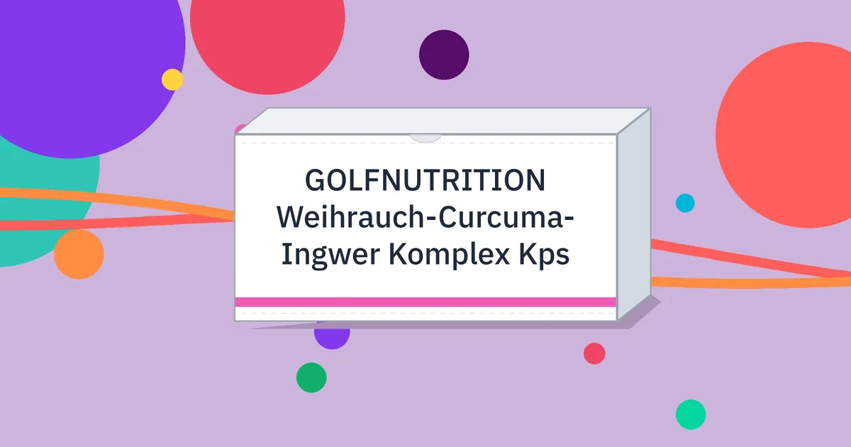 Symbolbild: Packung mit der Aufschrift GOLFNUTRITION Weihrauch-Curcuma-Ingwer Komplex Kps (PZN 15893914) – Verfügbarkeit und Bezug in Apotheken in Frankfurt am Main