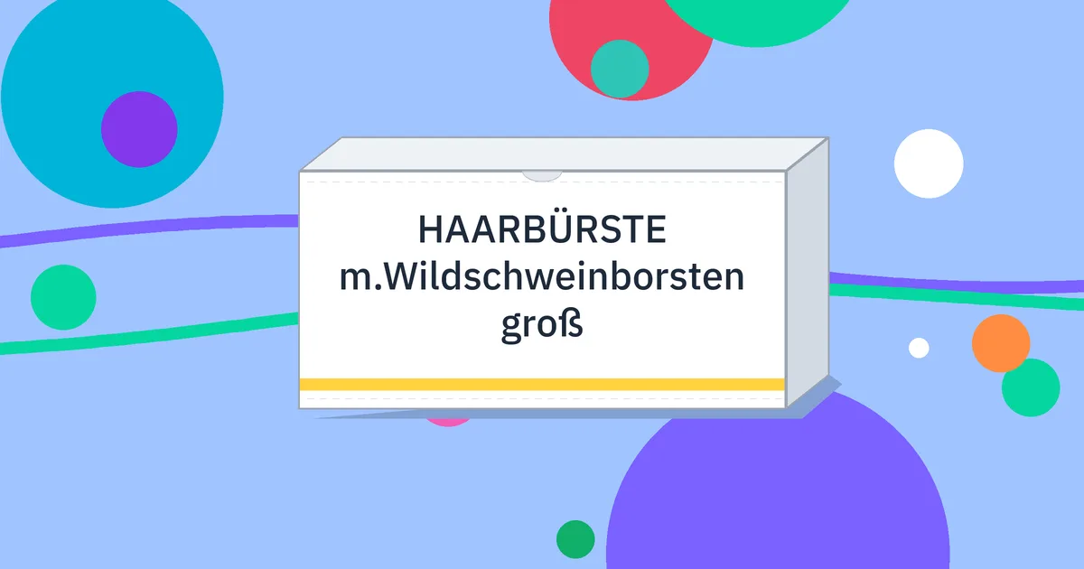 Symbolbild: Packung mit der Aufschrift HAARBÜRSTE m.Wildschweinborsten groß (PZN 17289625) – Verfügbarkeit und Bezug in Apotheken in Frankfurt am Main