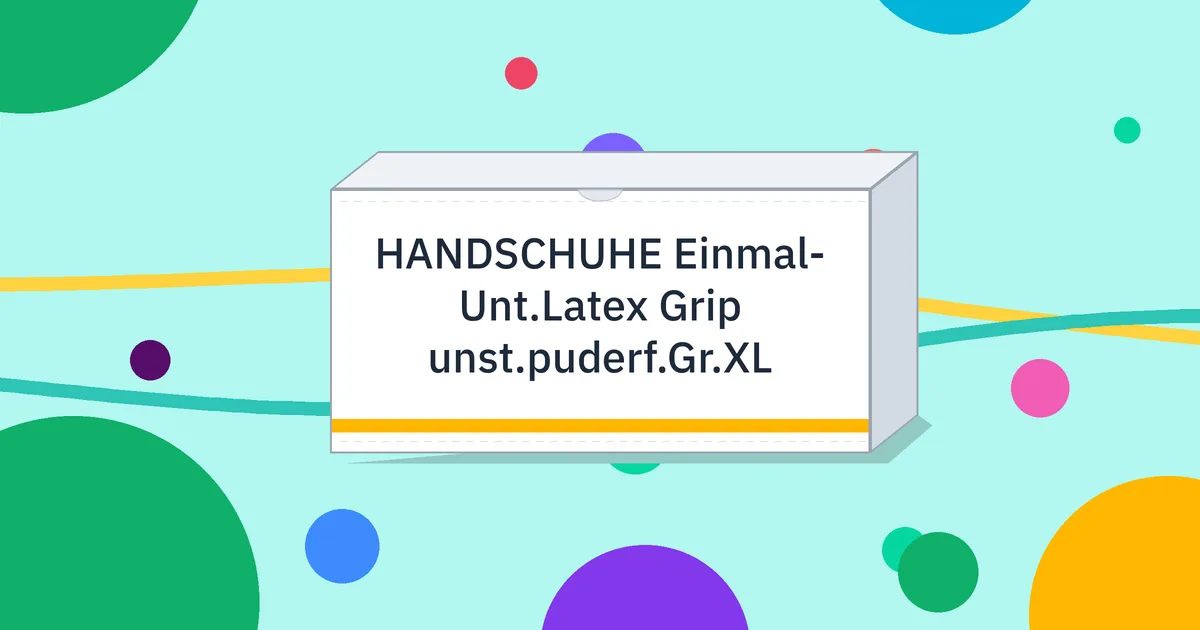 Symbolbild: Packung mit der Aufschrift HANDSCHUHE Einmal-Unt.Latex Grip unst.puderf.Gr.XL (PZN 10050329) – Verfügbarkeit und Bezug in Apotheken in Frankfurt am Main
