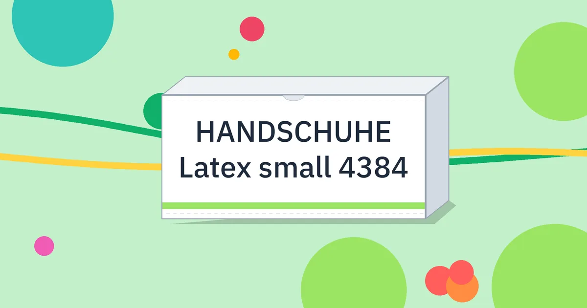 Symbolbild: Packung mit der Aufschrift HANDSCHUHE Latex small 4384 (PZN 07553067) – Verfügbarkeit und Bezug in Apotheken in Frankfurt am Main