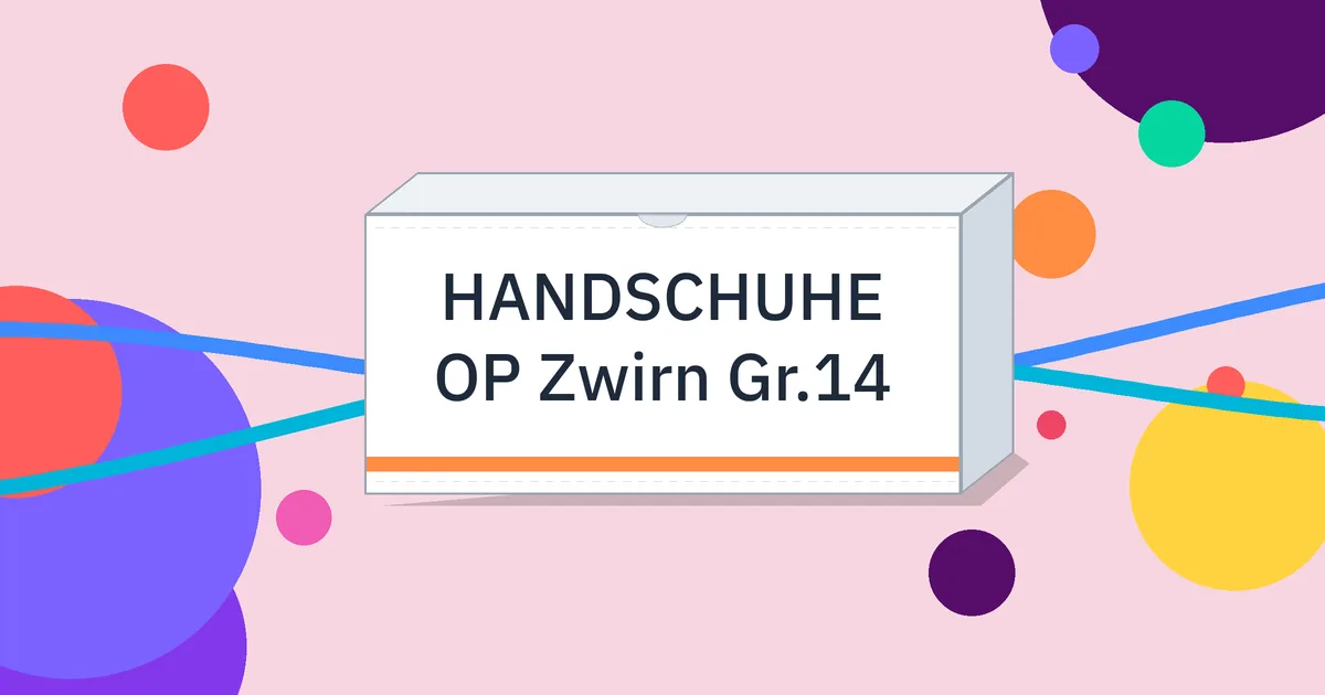 Symbolbild: Packung mit der Aufschrift HANDSCHUHE OP Zwirn Gr.14 (PZN 01727951) – Verfügbarkeit und Bezug in Apotheken in Frankfurt am Main