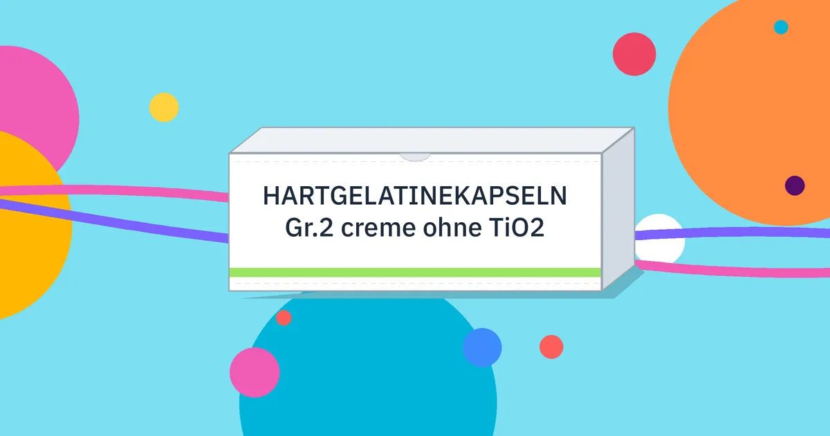 Symbolbild: Packung mit der Aufschrift HARTGELATINEKAPSELN Gr.2 creme ohne TiO2 (PZN 18770365) – Verfügbarkeit und Bezug in Apotheken in Frankfurt am Main