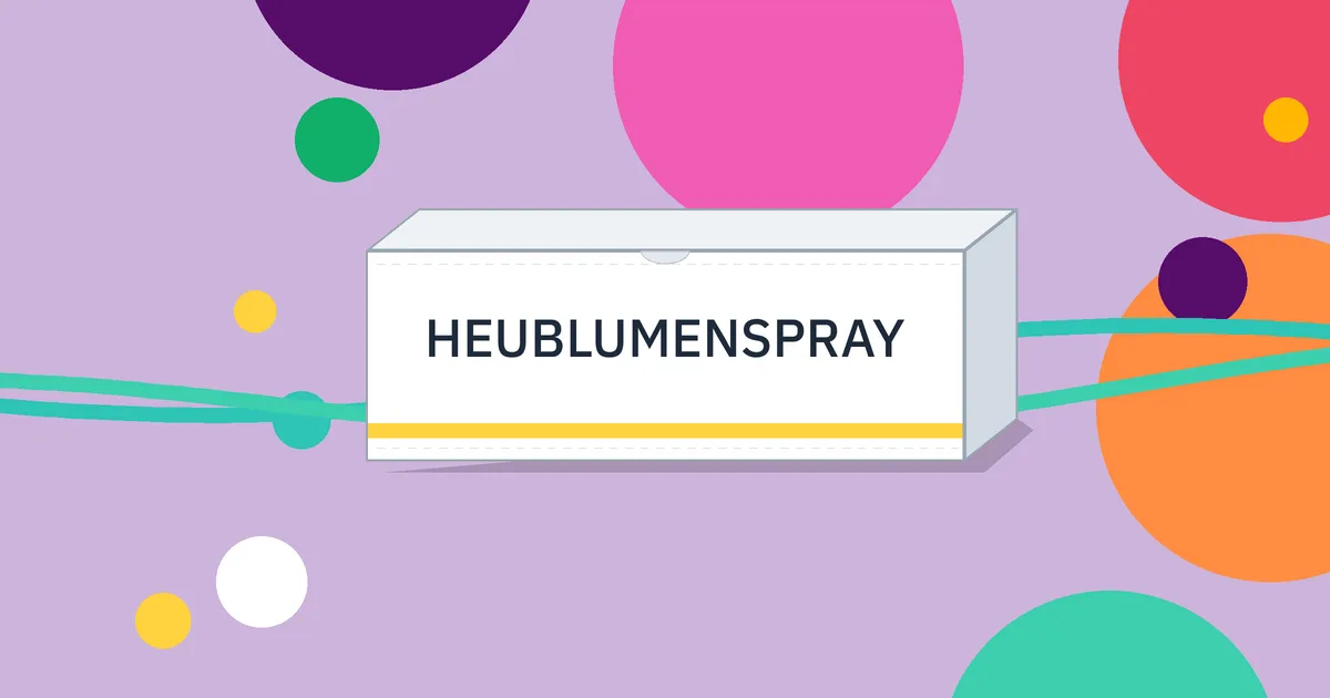 Symbolbild: Packung mit der Aufschrift HEUBLUMENSPRAY (PZN 11712755) – Verfügbarkeit und Bezug in Apotheken in Frankfurt am Main