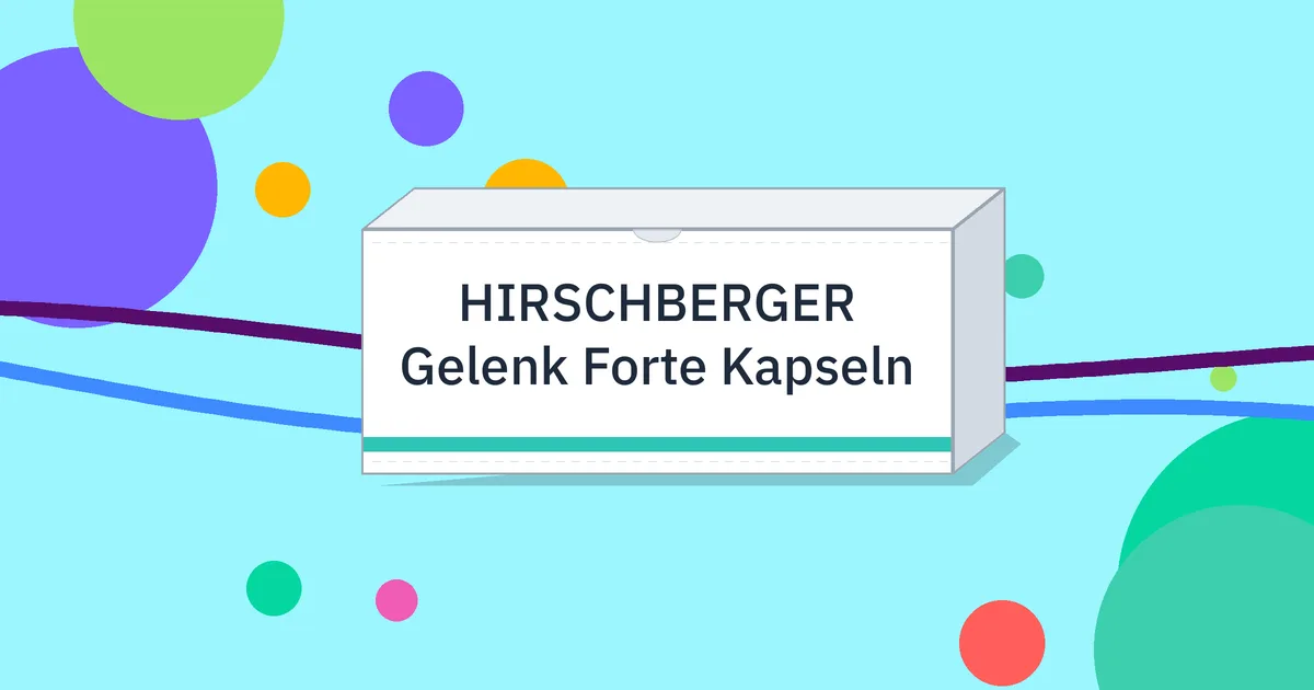 Symbolbild: Packung mit der Aufschrift HIRSCHBERGER Gelenk Forte Kapseln (PZN 07624809) – Verfügbarkeit und Bezug in Apotheken in Frankfurt am Main