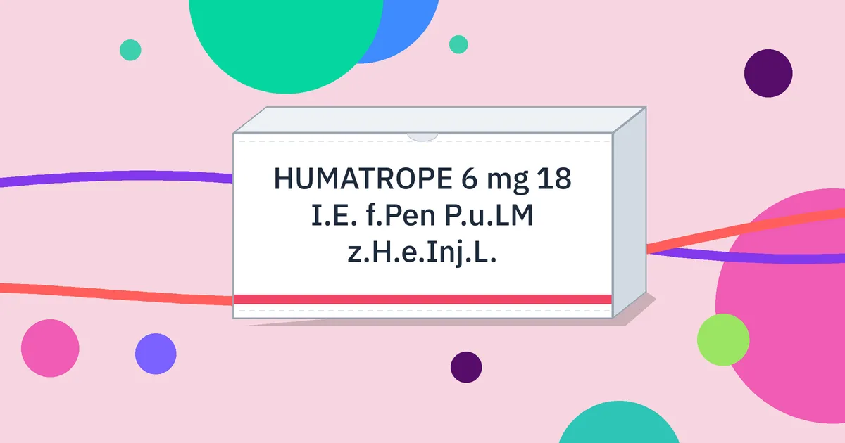 Symbolbild: Packung mit der Aufschrift HUMATROPE 6 mg 18 I.E. f.Pen P.u.LM z.H.e.Inj.L. (PZN 13348265) – Verfügbarkeit und Bezug in Apotheken in Frankfurt am Main