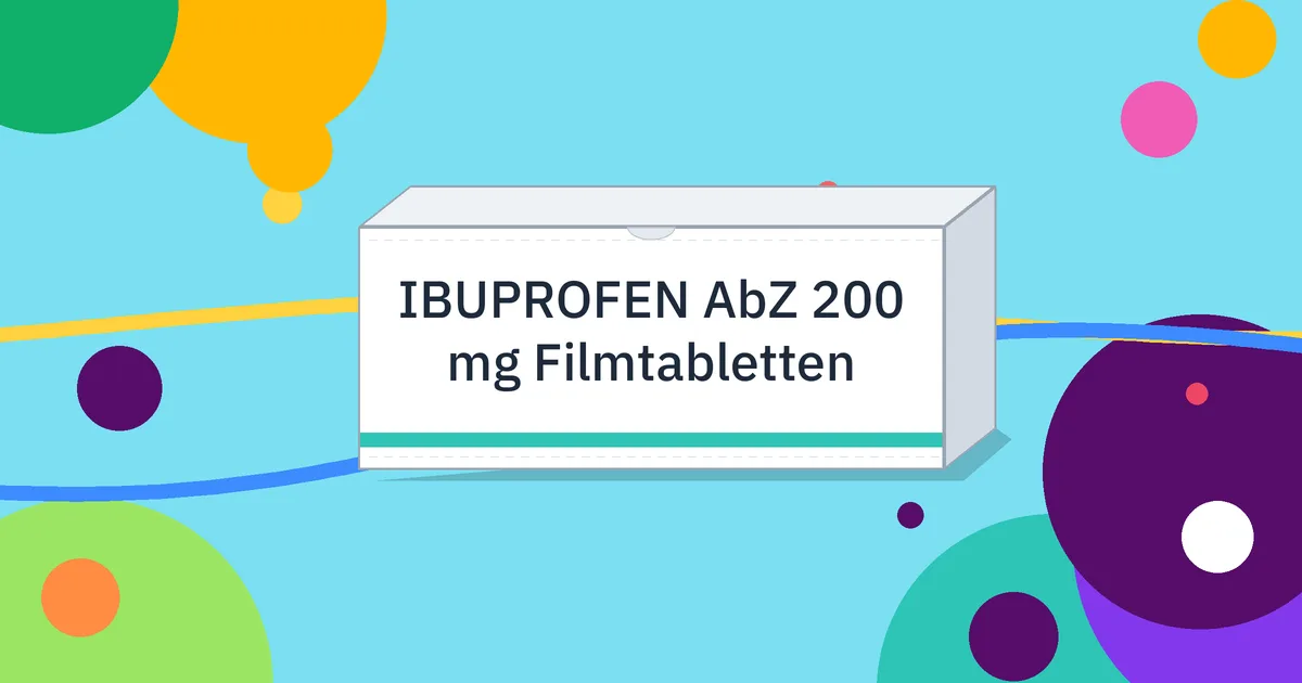 Symbolbild: Packung mit der Aufschrift IBUPROFEN AbZ 200 mg Filmtabletten (PZN 01016055) – Verfügbarkeit und Bezug in Apotheken in Frankfurt am Main