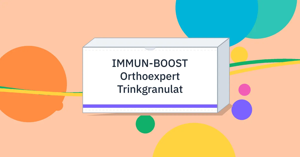 Symbolbild: Packung mit der Aufschrift IMMUN-BOOST Orthoexpert Trinkgranulat (PZN 09901383) – Verfügbarkeit und Bezug in Apotheken in Frankfurt am Main