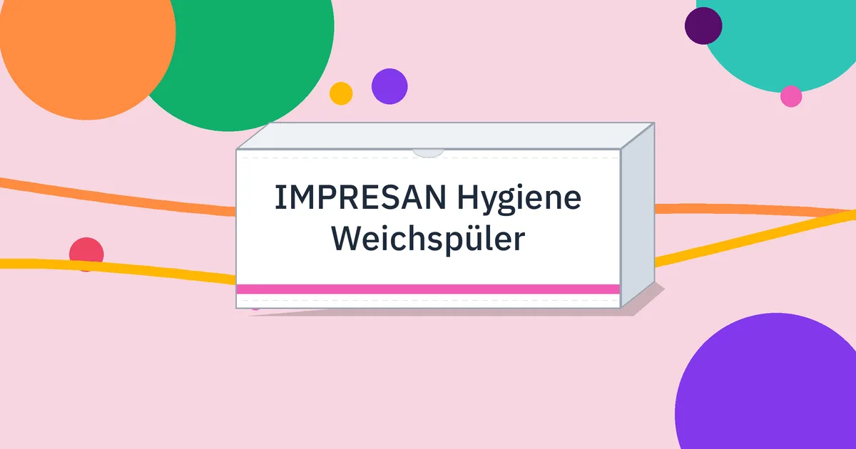 Symbolbild: Packung mit der Aufschrift IMPRESAN Hygiene Weichspüler (PZN 16536607) – Verfügbarkeit und Bezug in Apotheken in Frankfurt am Main