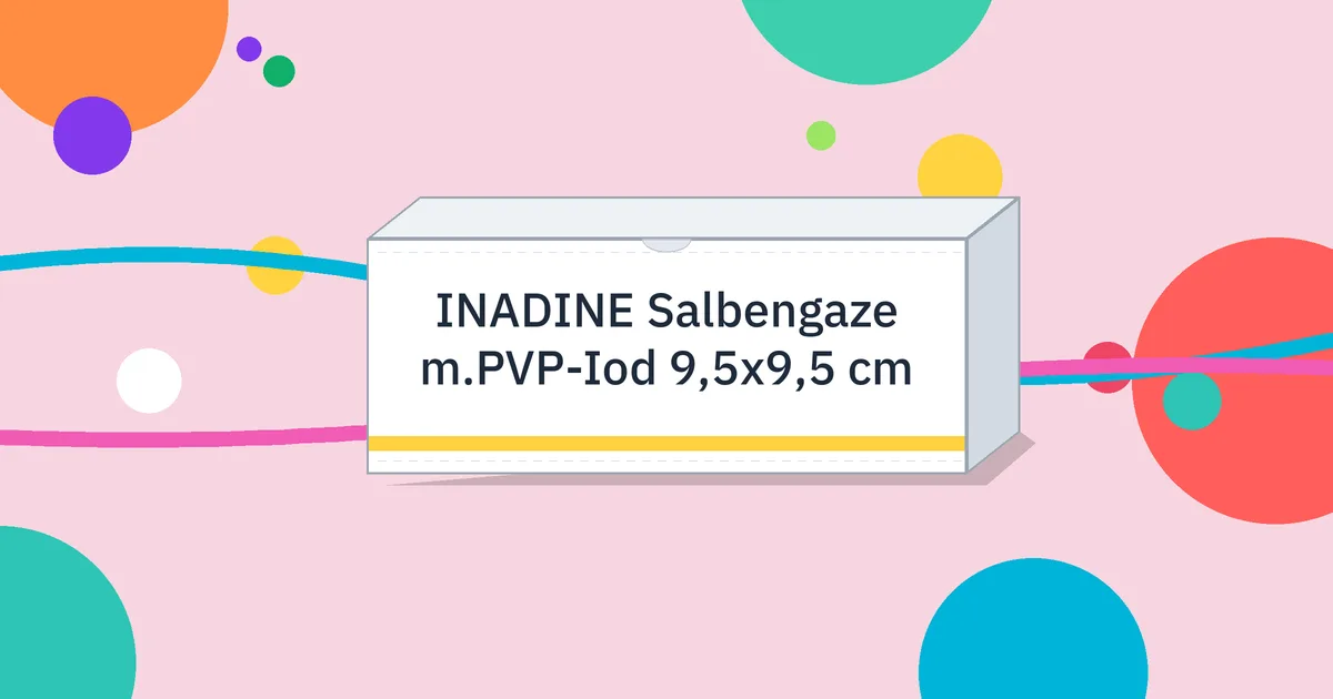 Symbolbild: Packung mit der Aufschrift INADINE Salbengaze m.PVP-Iod 9,5x9,5 cm (PZN 07584228) – Verfügbarkeit und Bezug in Apotheken in Frankfurt am Main