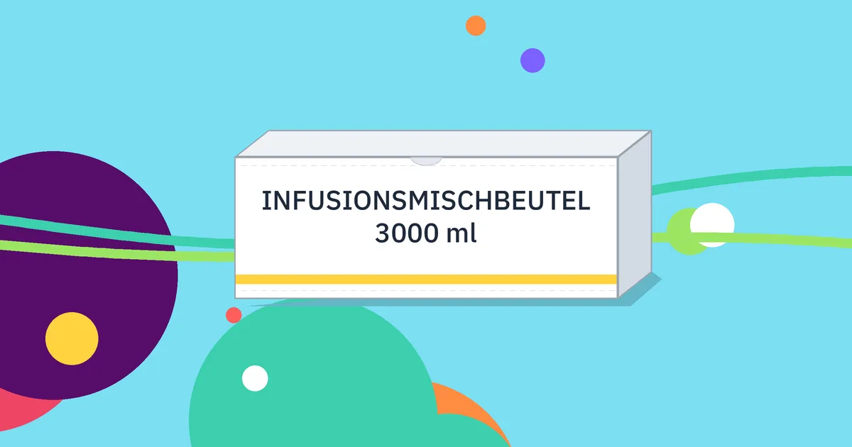 Symbolbild: Packung mit der Aufschrift INFUSIONSMISCHBEUTEL 3000 ml (PZN 19503620) – Verfügbarkeit und Bezug in Apotheken in Frankfurt am Main