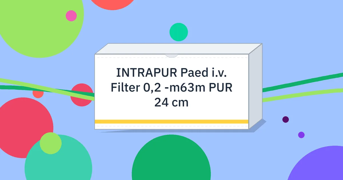 Symbolbild: Packung mit der Aufschrift INTRAPUR Paed i.v. Filter 0,2 -m63m PUR 24 cm (PZN 18373782) – Verfügbarkeit und Bezug in Apotheken in Frankfurt am Main