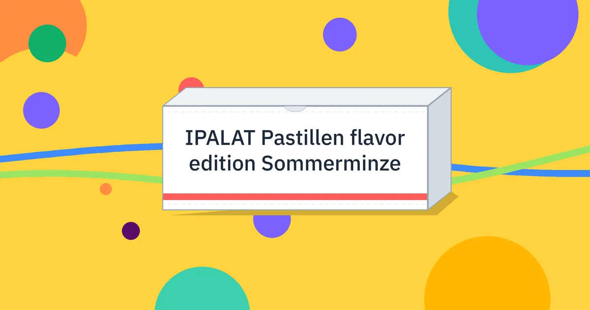 Symbolbild: Packung mit der Aufschrift IPALAT Pastillen flavor edition Sommerminze (PZN 17469066) – Verfügbarkeit und Bezug in Apotheken in Frankfurt am Main