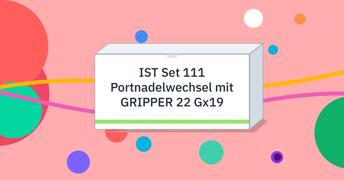 Symbolbild: Packung mit der Aufschrift IST Set 111 Portnadelwechsel mit GRIPPER 22 Gx19 (PZN 10049510) – Verfügbarkeit und Bezug in Apotheken in Frankfurt am Main