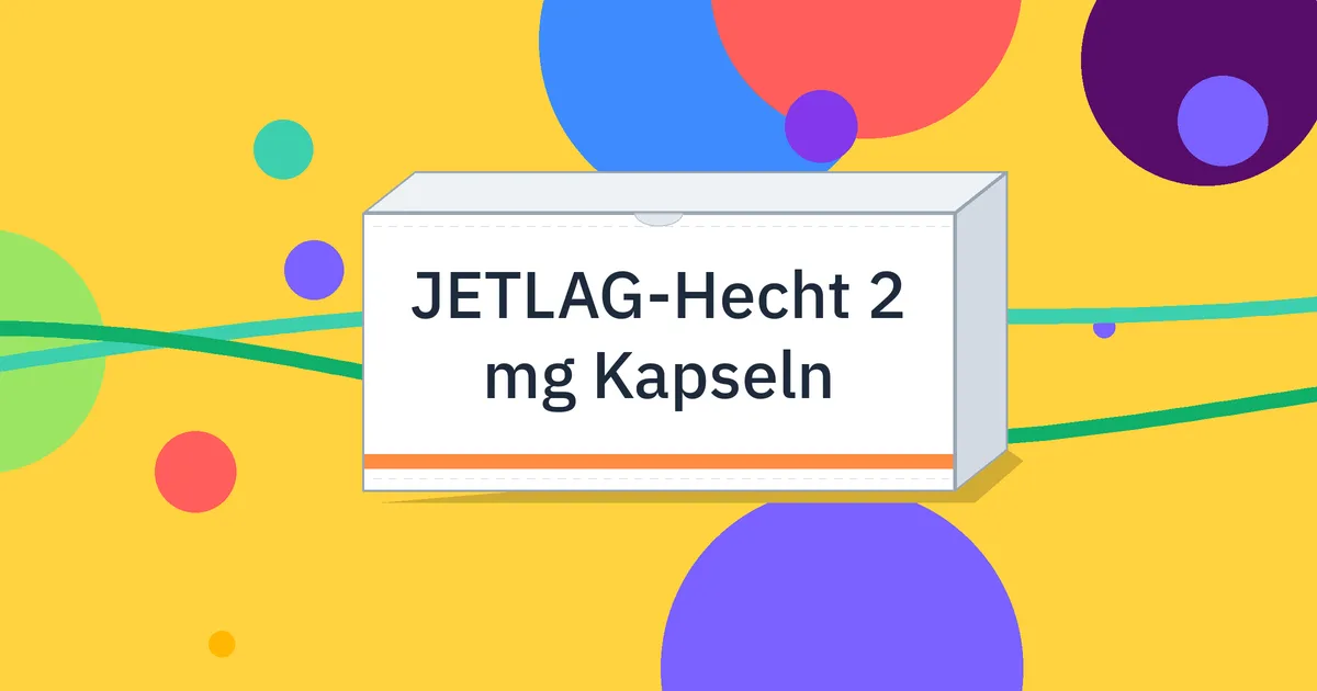 Symbolbild: Packung mit der Aufschrift JETLAG-Hecht 2 mg Kapseln (PZN 09919325) – Verfügbarkeit und Bezug in Apotheken in Frankfurt am Main