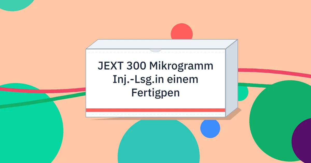 Symbolbild: Packung mit der Aufschrift JEXT 300 Mikrogramm Inj.-Lsg.in einem Fertigpen (PZN 18224817) – Verfügbarkeit und Bezug in Apotheken in Frankfurt am Main