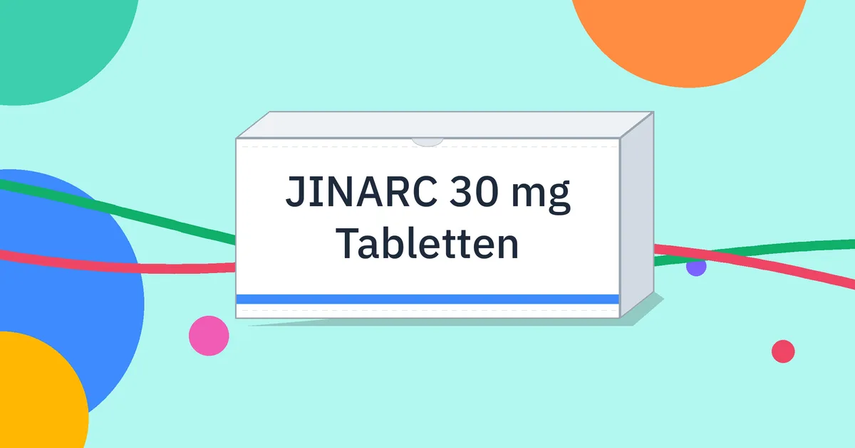Symbolbild: Packung mit der Aufschrift JINARC 30 mg Tabletten (PZN 11171791) – Verfügbarkeit und Bezug in Apotheken in Frankfurt am Main