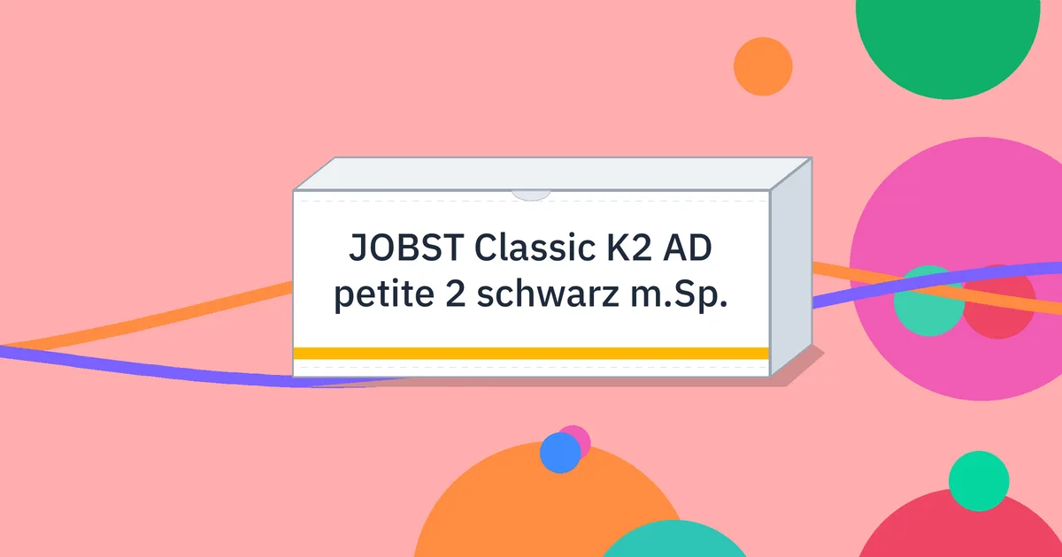 Symbolbild: Packung mit der Aufschrift JOBST Classic K2 AD petite 2 schwarz m.Sp. (PZN 10726407) – Verfügbarkeit und Bezug in Apotheken in Frankfurt am Main