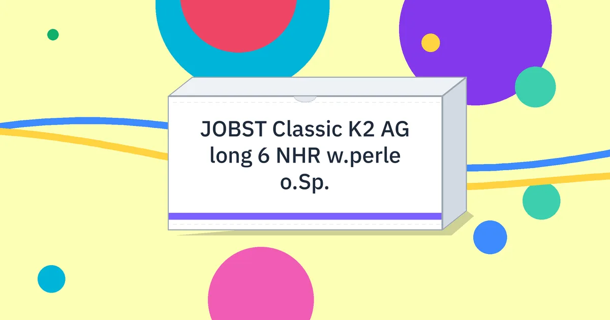 Symbolbild: Packung mit der Aufschrift JOBST Classic K2 AG long 6 NHR w.perle o.Sp. (PZN 11269857) – Verfügbarkeit und Bezug in Apotheken in Frankfurt am Main