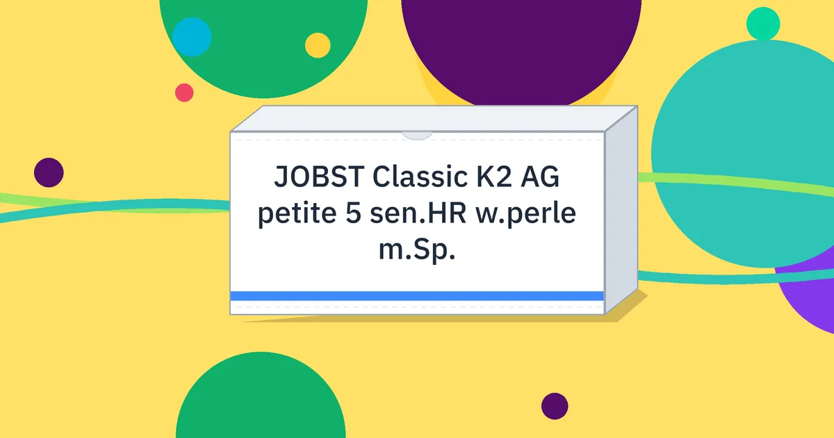 Symbolbild: Packung mit der Aufschrift JOBST Classic K2 AG petite 5 sen.HR w.perle m.Sp. (PZN 17962016) – Verfügbarkeit und Bezug in Apotheken in Frankfurt am Main