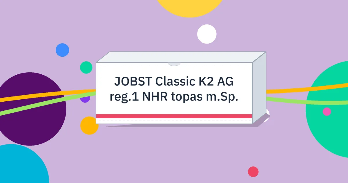Symbolbild: Packung mit der Aufschrift JOBST Classic K2 AG reg.1 NHR topas m.Sp. (PZN 13063611) – Verfügbarkeit und Bezug in Apotheken in Frankfurt am Main