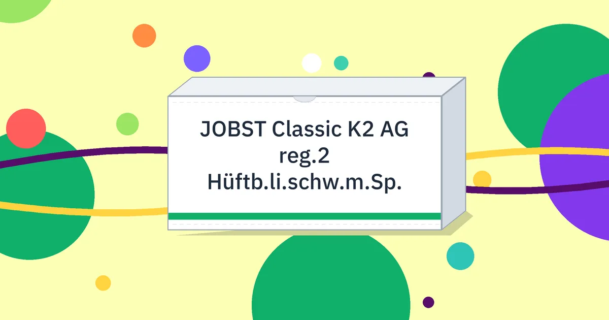 Symbolbild: Packung mit der Aufschrift JOBST Classic K2 AG reg.2 Hüftb.li.schw.m.Sp. (PZN 13159699) – Verfügbarkeit und Bezug in Apotheken in Frankfurt am Main