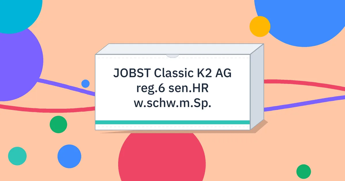 Symbolbild: Packung mit der Aufschrift JOBST Classic K2 AG reg.6 sen.HR w.schw.m.Sp. (PZN 17961086) – Verfügbarkeit und Bezug in Apotheken in Frankfurt am Main