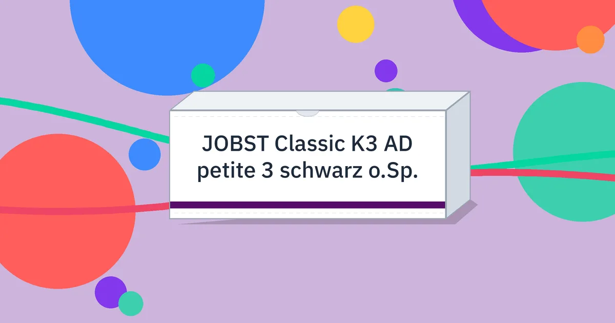 Symbolbild: Packung mit der Aufschrift JOBST Classic K3 AD petite 3 schwarz o.Sp. (PZN 13070611) – Verfügbarkeit und Bezug in Apotheken in Frankfurt am Main