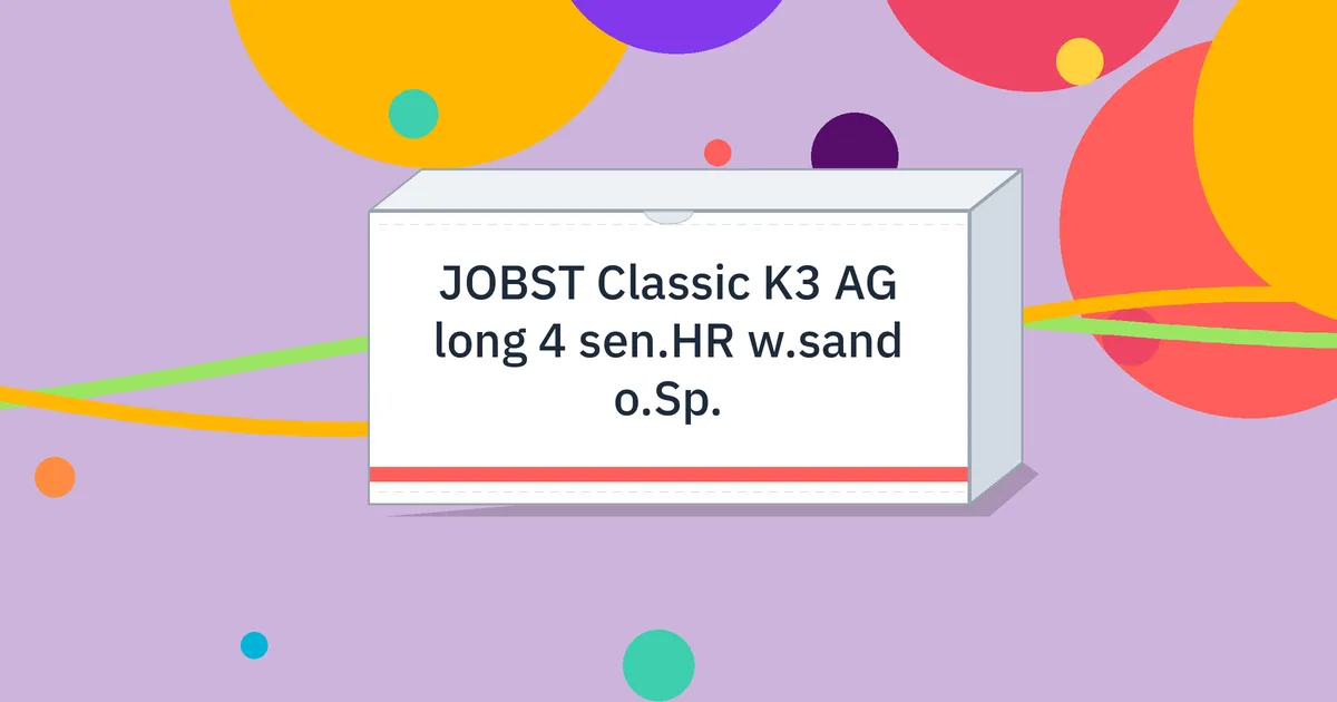 Symbolbild: Packung mit der Aufschrift JOBST Classic K3 AG long 4 sen.HR w.sand o.Sp. (PZN 17958463) – Verfügbarkeit und Bezug in Apotheken in Frankfurt am Main