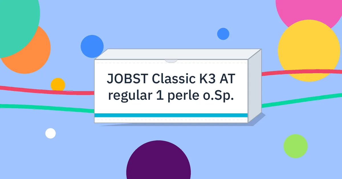 Symbolbild: Packung mit der Aufschrift JOBST Classic K3 AT regular 1 perle o.Sp. (PZN 13078185) – Verfügbarkeit und Bezug in Apotheken in Frankfurt am Main