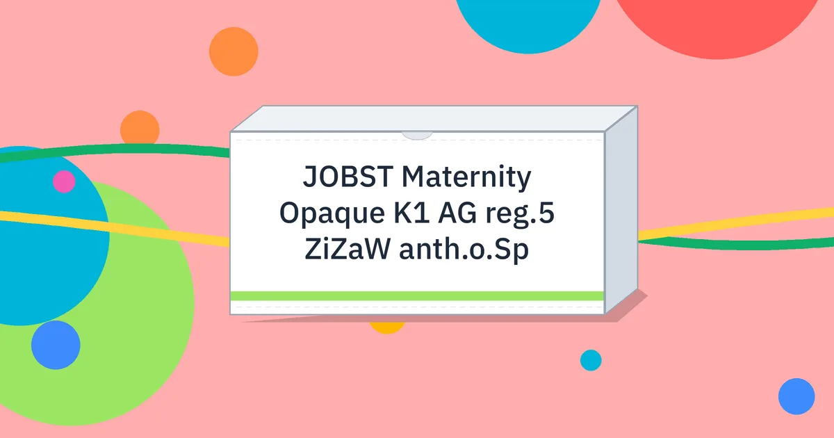 Symbolbild: Packung mit der Aufschrift JOBST Maternity Opaque K1 AG reg.5 ZiZaW anth.o.Sp (PZN 15854771) – Verfügbarkeit und Bezug in Apotheken in Frankfurt am Main
