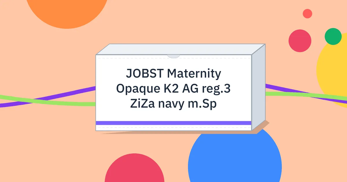 Symbolbild: Packung mit der Aufschrift JOBST Maternity Opaque K2 AG reg.3 ZiZa navy m.Sp (PZN 15860524) – Verfügbarkeit und Bezug in Apotheken in Frankfurt am Main