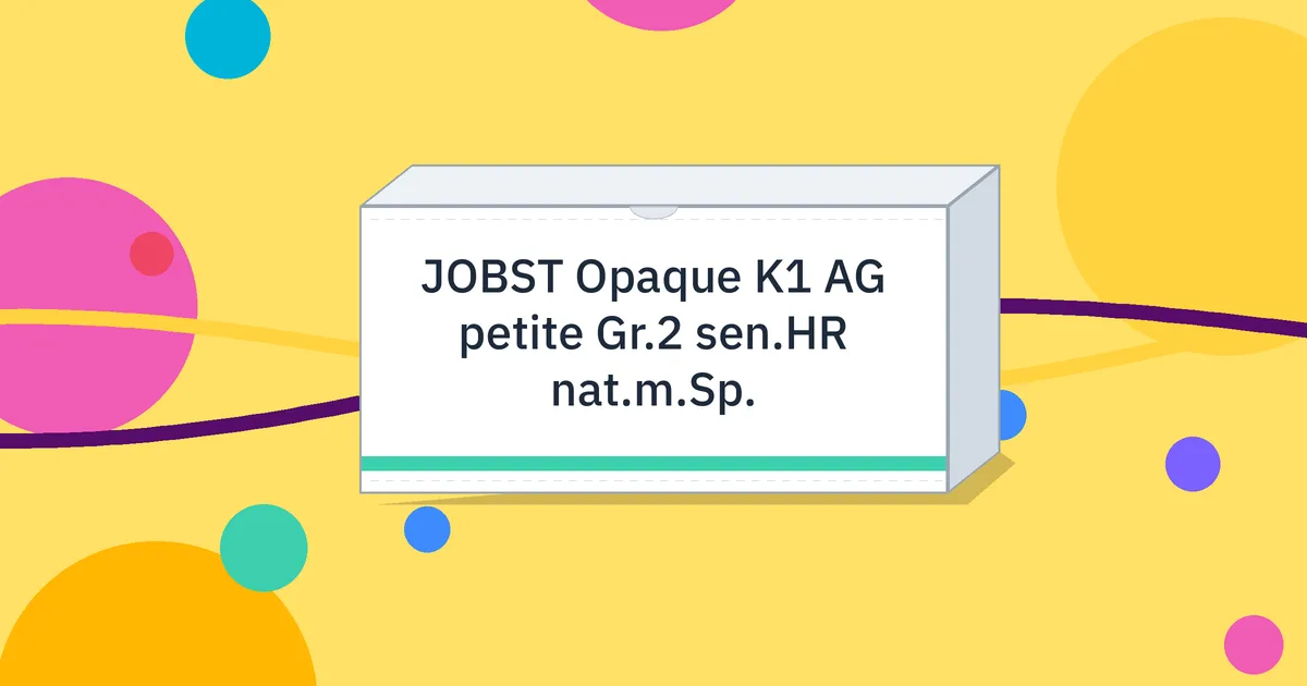 Symbolbild: Packung mit der Aufschrift JOBST Opaque K1 AG petite Gr.2 sen.HR nat.m.Sp. (PZN 13085630) – Verfügbarkeit und Bezug in Apotheken in Frankfurt am Main